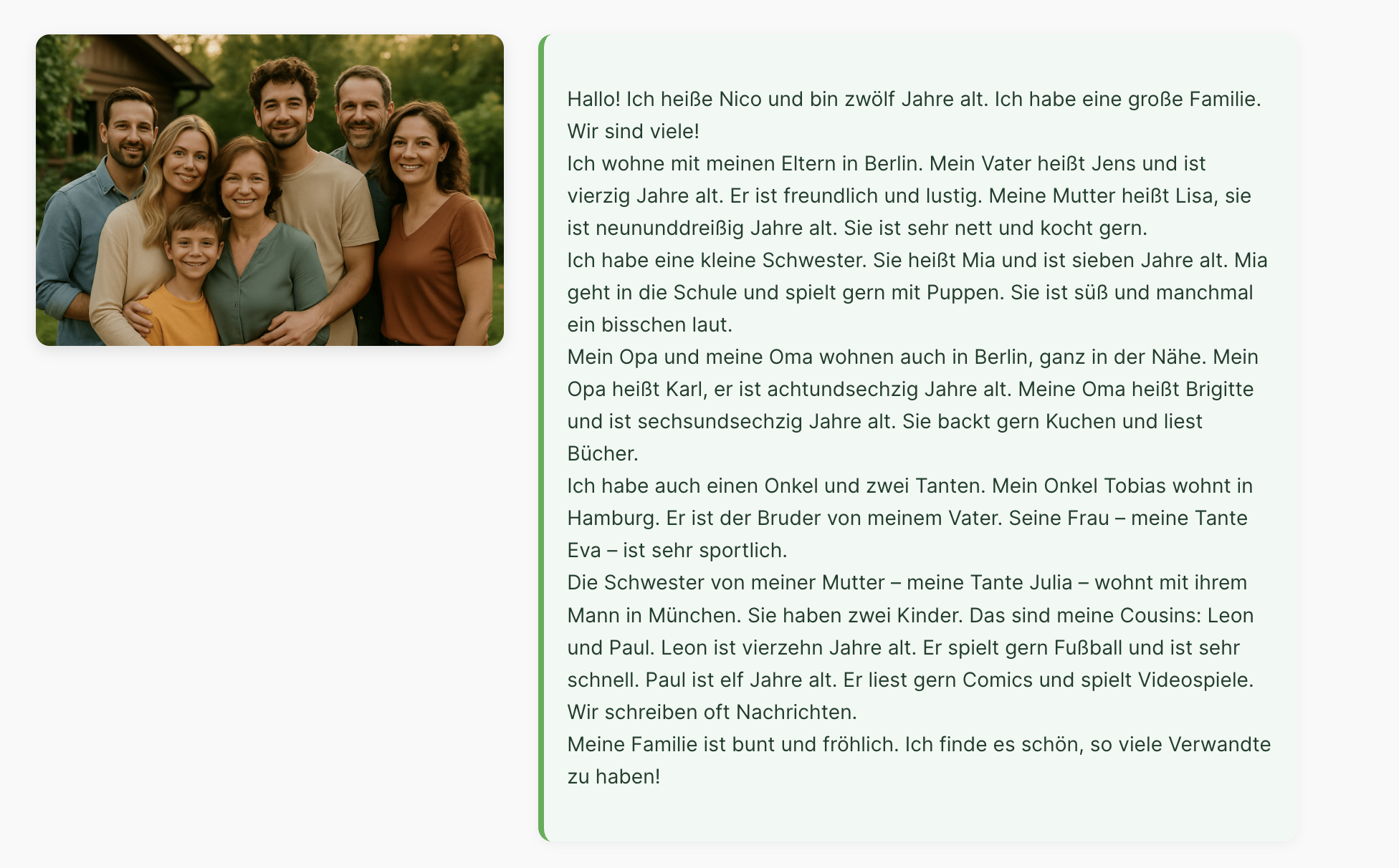 Familie – Deutsch lesen auf A1-Niveau | Germannika