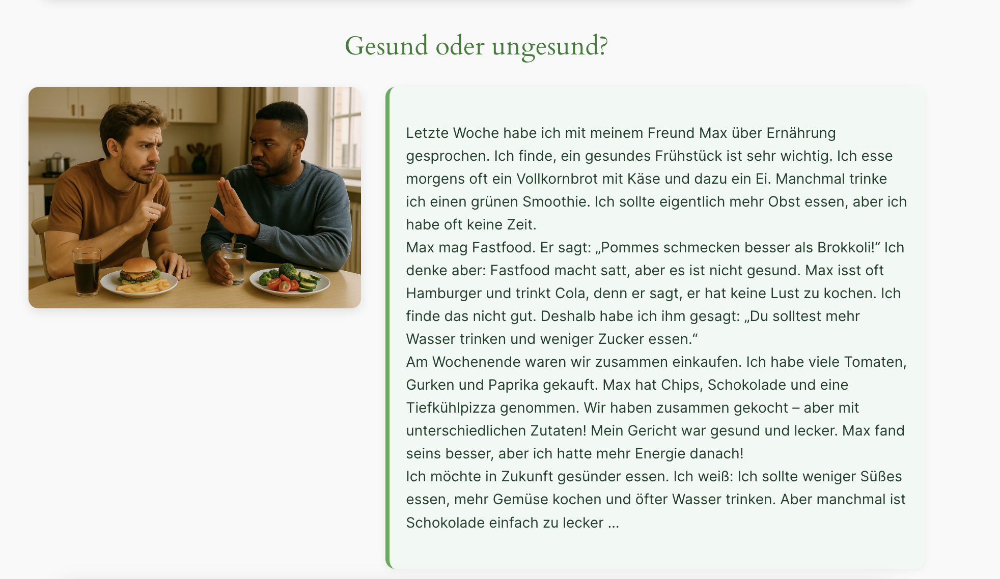 A2: Leselektüre – Essen und Trinken | GERMANNIKA