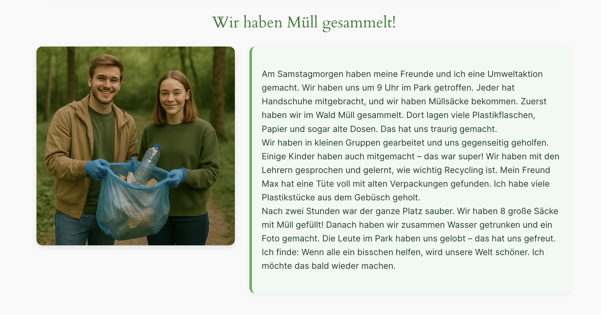 Natur und Umwelt Texte Lesen Deutsch A2 – | GERMANNIKA