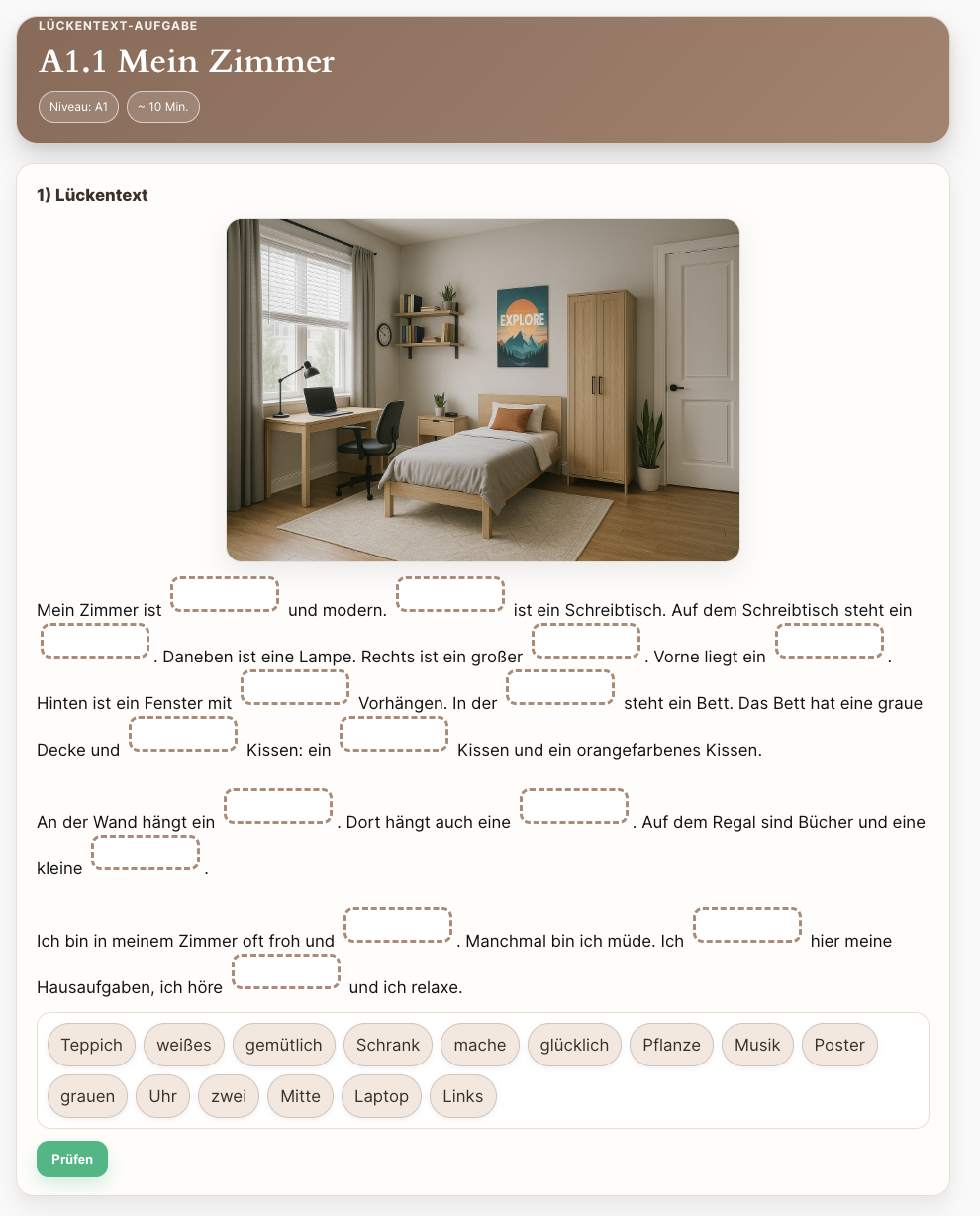 A1.1 Mein Zimmer – Germannika